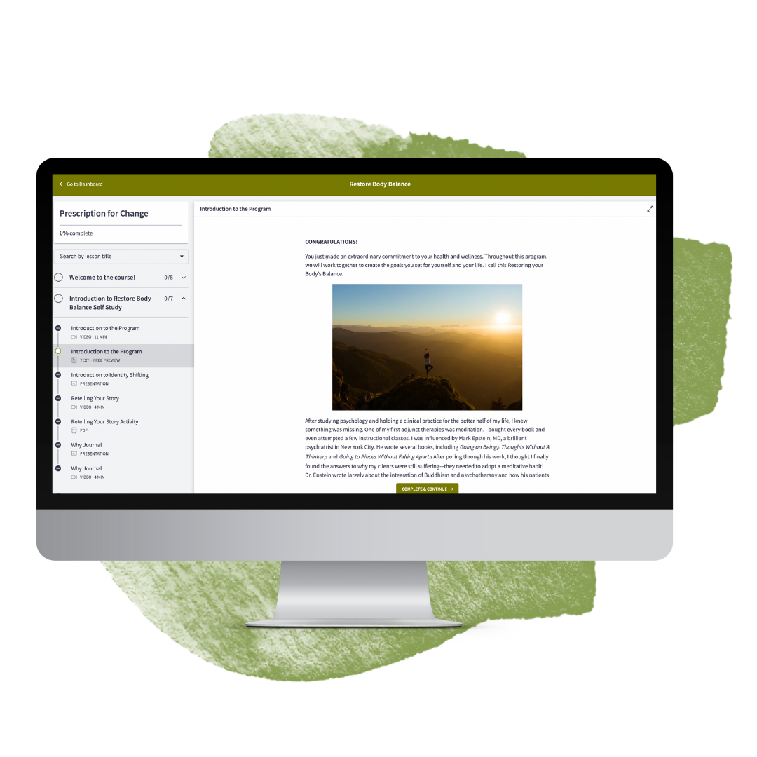 Prescription for Change – Restore Body Balance